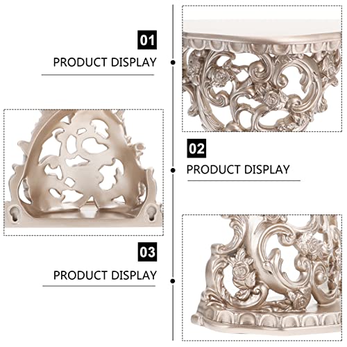 DOITOOL 1PC Resin Floating Wall Shelf Wall Mounted Decorative Display Wall Organizer Retro Hollow Flower Carving Wall Art Decoration Flower Pot Stand Champagne Gold