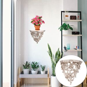 DOITOOL 1PC Resin Floating Wall Shelf Wall Mounted Decorative Display Wall Organizer Retro Hollow Flower Carving Wall Art Decoration Flower Pot Stand Champagne Gold