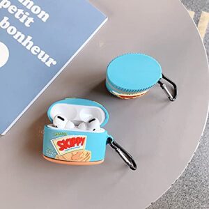 Ultra Thick Soft Silicone Case for Apple AirPods 1 2 1st 2nd Generation with Keychain Hook Peanut Butter 3D Cartoon Food Cute Lovely Fun Funny Unique Creative Cool Kids Girls Women