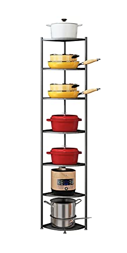 7-Tier Kitchen Corner Shelf Rack, Multi-Layer Pot Rack for Organizer Cookware Stand Stainless Steel Shelves Holder