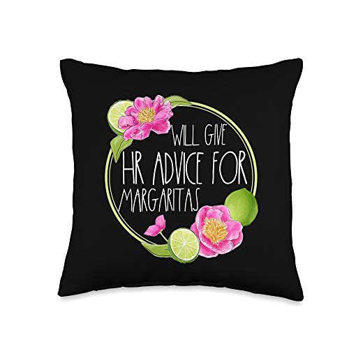 Funny Human Resources HR Team Gifts Co Human Resources Employee Appreciation HR Women Margaritas Throw Pillow, 16x16, Multicolor