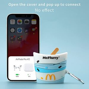 Bawposy Airpods Case, 3D Cartoon Soft Silicone Air pods Pro Fashion Funny Cover Design, Kawaii Fun Cool Keychain，for Fashion Girl Child Teen Boy Airpods Pro Case (McFlurry Pro)