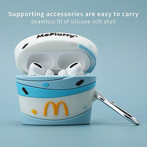 Bawposy Airpods Case, 3D Cartoon Soft Silicone Air pods Pro Fashion Funny Cover Design, Kawaii Fun Cool Keychain，for Fashion Girl Child Teen Boy Airpods Pro Case (McFlurry Pro)