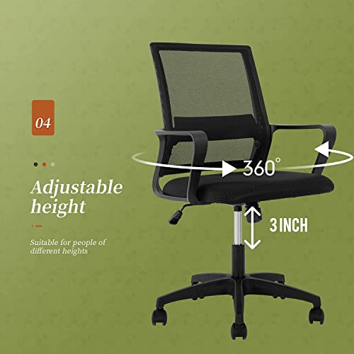 BestOffice Desk Chair for Office which is Ergonomically Made with Cushion, Armrest & Lumbar Support, Nylon (Black)