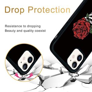 FANXI Rose Skull Phone Case Compatible with iPhone 11 6.1 Inch - Shockproof Protective TPU Aluminum Cute Cool Skeleton iPhone Case Designed for iPhone 11 Case for Men Girls Women Boys