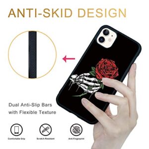 FANXI Rose Skull Phone Case Compatible with iPhone 11 6.1 Inch - Shockproof Protective TPU Aluminum Cute Cool Skeleton iPhone Case Designed for iPhone 11 Case for Men Girls Women Boys