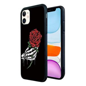 FANXI Rose Skull Phone Case Compatible with iPhone 11 6.1 Inch - Shockproof Protective TPU Aluminum Cute Cool Skeleton iPhone Case Designed for iPhone 11 Case for Men Girls Women Boys