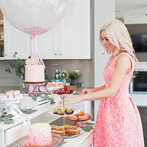 Cupcake Stand,2 Set of 3-Tier Dessert Plates Mini Cakes Fruit Candy Display Tower Lollipop Stand Cookie Cupcake Tower Dessert Stand Lollipop Stand Cake Stand Tray Rack Candy Buffet Holder (White)