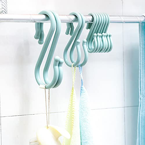 E-outstanding 3pcs Plastic S Shaped Double Head Hanger Hook Bathroom Nail Hooks Wardrobe Clothes S Hooks, Blue L Size 15.2cm