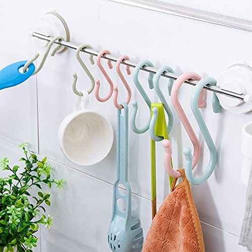 E-outstanding 3pcs Plastic S Shaped Double Head Hanger Hook Bathroom Nail Hooks Wardrobe Clothes S Hooks, Blue L Size 15.2cm