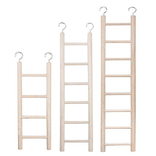 3 pcs Wooden Ladder for Bird Parrot Ladder Climbing Toy Birdie Basics (4 Step, 6 Step 8 Step)