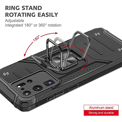 Anqrp Galaxy S20 Ultra Case, Military Grade Protective Phone Case Cover with Enhanced Metal Ring Kickstand [Support Magnet Mount] Compatible with Samsung Galaxy S20 Ultra, Black