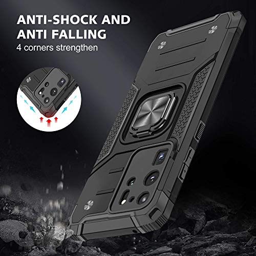 Anqrp Galaxy S20 Ultra Case, Military Grade Protective Phone Case Cover with Enhanced Metal Ring Kickstand [Support Magnet Mount] Compatible with Samsung Galaxy S20 Ultra, Black