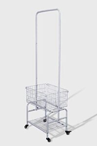 easy moved garment rack with basket for organize, laundry basket, white metal rack,