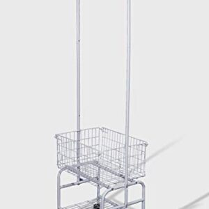 easy moved garment rack with basket for organize, laundry basket, white metal rack,