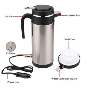 Car Kettle Boiler 450ml Car Heating Travel Cup Stainless Steel Mug Car Coffee Cup Warmer with DC 12V Charger for Car