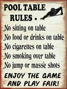 pool table rules vintage metal tin sign, art poster living room roomsitting home wall decor funny wall plaque poster cafe bar gift 8 x 12 inches