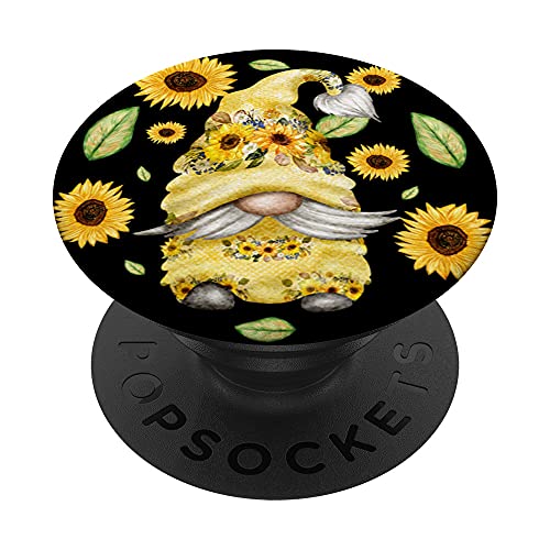 Sunflower Gnome For Summer & Gardener - Cute Floral Pattern PopSockets Swappable PopGrip