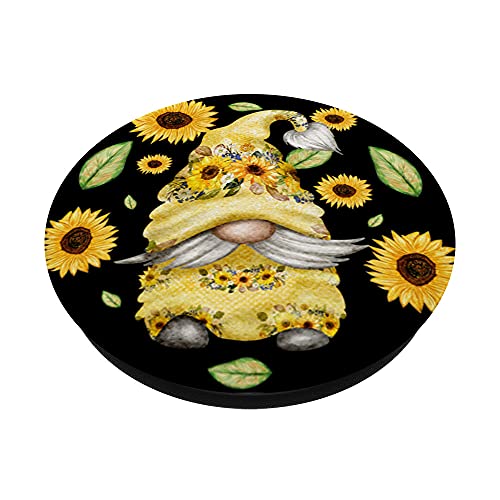 Sunflower Gnome For Summer & Gardener - Cute Floral Pattern PopSockets Swappable PopGrip