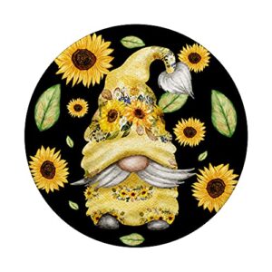 Sunflower Gnome For Summer & Gardener - Cute Floral Pattern PopSockets Swappable PopGrip