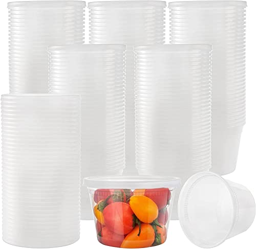 Lawei 70 Pack Plastic Deli Food Containers with Lids - 16 Oz Food Storage Containers Freezer Deli Cups for Soup, Party Supplies, Meal Prep and Portion Control