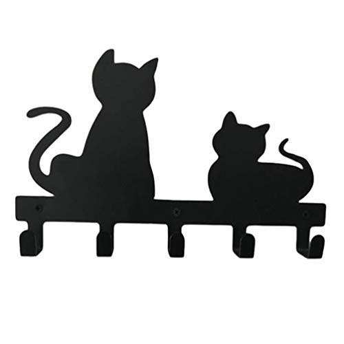 Cabilock Coat Rack Cat Wall Hooks 5 Hooks Rail Hanger Decorative Iron Wall Hook Rack Coat Clothes Towel Hanging Hook Organizer Bathroom Kitchen Entryway Hanging Hook Adhesive Wall Hooks