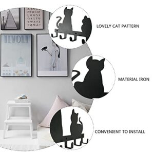 Cabilock Coat Rack Cat Wall Hooks 5 Hooks Rail Hanger Decorative Iron Wall Hook Rack Coat Clothes Towel Hanging Hook Organizer Bathroom Kitchen Entryway Hanging Hook Adhesive Wall Hooks