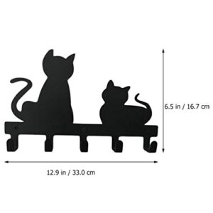 Cabilock Coat Rack Cat Wall Hooks 5 Hooks Rail Hanger Decorative Iron Wall Hook Rack Coat Clothes Towel Hanging Hook Organizer Bathroom Kitchen Entryway Hanging Hook Adhesive Wall Hooks