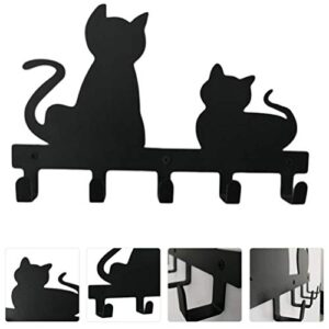 Cabilock Coat Rack Cat Wall Hooks 5 Hooks Rail Hanger Decorative Iron Wall Hook Rack Coat Clothes Towel Hanging Hook Organizer Bathroom Kitchen Entryway Hanging Hook Adhesive Wall Hooks