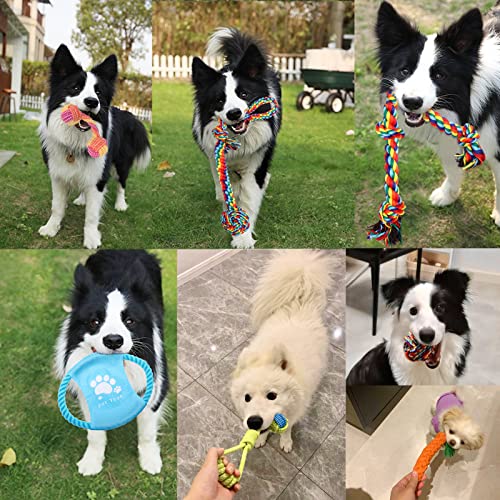 XLMYS 17 PCS Dog Chew Toys for Aggressive Chewers, Puppy Teething Chew Toys Dog Rope Toys Tug of War Dog Toys for Puppy Teething