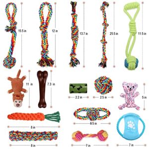 XLMYS 17 PCS Dog Chew Toys for Aggressive Chewers, Puppy Teething Chew Toys Dog Rope Toys Tug of War Dog Toys for Puppy Teething