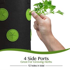 2 Pack Black and Green Upside Down Tomato & Herb Planter, Hanging Durable Aeration Fabric Strawberry Planter Bags