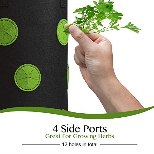 2 Pack Black and Green Upside Down Tomato & Herb Planter, Hanging Durable Aeration Fabric Strawberry Planter Bags