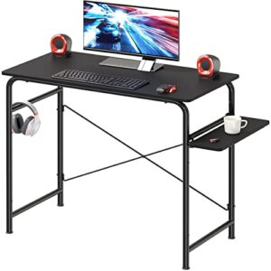 shw harrison 31-inch home computer desk with shelves, black