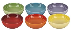 le creuset stoneware pinch bowl gift set, set of 6 prep bowls, multi color