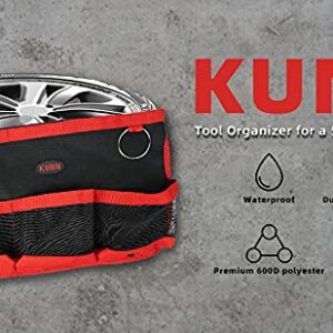 KUNN Car Wash Bucket Tool Organizer for 5 Gallon Bucket with Towel Holder Ring,Soap Pockets Cleaning Bucket Organizer Water-Resistant Mesh Pockets for Clean Supplier,Car Wash Supplier Red