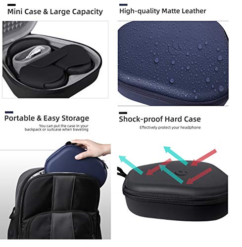 HIFYLUX Hard Travel Carrying Case Smart Dormancy Waterproof Leather Protective Bag for Apple Airpods Max (Case Only)