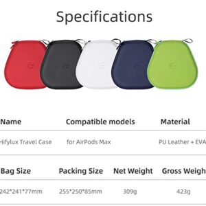 HIFYLUX Hard Travel Carrying Case Smart Dormancy Waterproof Leather Protective Bag for Apple Airpods Max (Case Only)