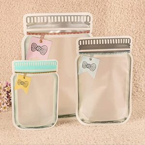 Enkrio 30Pcs Mason Jar Zipper Bags Reusable Food Storage Bags for Snack Nuts Cookies Portable Leakproof Food Saver Bag for Kitchen Travel Camping Picnic Organizer (10S 10M 10L)