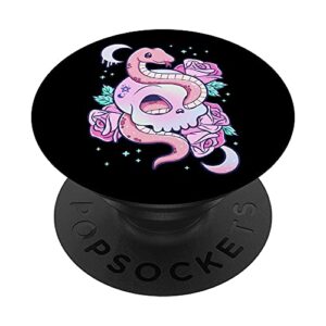 kawaii pastel goth cute creepy skull serpent snake roses popsockets swappable popgrip