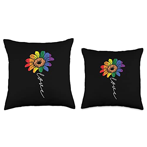 Gay Pride Pillows LGBTQ Ally LGBT Men Women Gift Love Sunflower Floral LGBTQ Rainbow Flag Gay Pride Ally Throw Pillow, 18x18, Multicolor