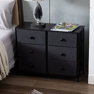 Duhome Dresser with 6 Drawers, Fabric Dresser for Bedroom Hallway Nursery Entryway Closet Organizers and Storage with Sturdy Steel Frame, Dark Grey