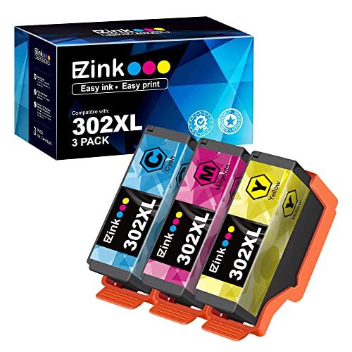 E-Z Ink (TM Remanufactured Ink Cartridge Replacement for Epson 302XL 302 T302XL T302 to use with Expression Premium XP-6000 XP6000 XP-6100 XP6100 Printer (1 Cyan, 1 Magenta, 1 Yellow, 3 Pack)