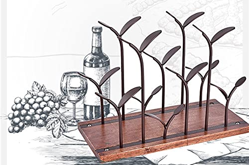 Fadak Countertop Bottle Rack, Tabletop Wood Bottle Holder, Hold 6 Bottles, Perfect for Home Decor & Kitchen Storage Rack, Bar, Cellar, Cabinet, Pantry, etc, Wood & Metal (Bronze)