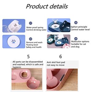 Aebor Gravity Water Bowl Cat Dog，Anti Wet cat Dog Mouth pad/Anti-Slip Base, Pet Automatic Water Dispenser with Detachable Bowl and 500ml Water Bottle, Pet Feeder for Small Medium Size Dog Cat (Pink)