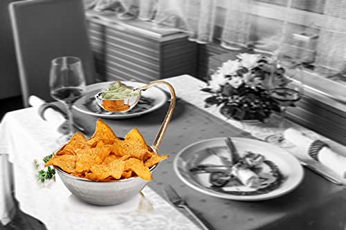 Generic Chip and Dip Two Pieces Family Size Serving Tray, Fruit, Salad, Appetizer Decorative Dish Set. Stainless Steel Snacks Bowl, Nacho Kitchen Set. Shrimp, Fruit, Salad, Taco Party Platter.