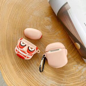 Used forAirpods 1&2 Charging Case Cover , Cute Cartoon Anime AirPods Case ,Silicone Airpods Cover with Keychain (Titan)