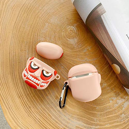 Used forAirpods 1&2 Charging Case Cover , Cute Cartoon Anime AirPods Case ,Silicone Airpods Cover with Keychain (Titan)