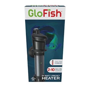 glofish submersible heater 50 watts, for aquariums up to 10 gallons, ul listed,black