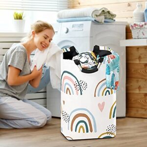 xigua Cartoon Rainbow Laundry Basket Large Laundry Hamper 72L Foldable Dirty Clothes Toys Organizer Bag with Handles for Bathroom,Bedroom,College Dorm,Kids Room